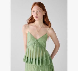 Kate Spade New York Kate Spade Crinkled-Organza-Cami f&uuml;r Frauen in Venusgr&uuml;n, Gr&ouml;&szlig;e: 30 | Organza