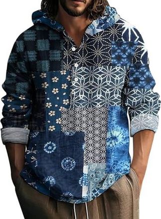 Generic Chemises en lin pour hommes, grande taille, t-shirt &agrave; manches longues, polo d&eacute;t&eacute; d&eacute;contract&eacute;, t-shirt avec capuche, coupe d&eacute;contract&eacute;e, t-shirt respir