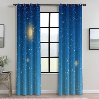 Generic Vorh&auml;nge Blickdicht Cartoon Sternenhimmel, Verdunkelungsvorh&auml;nge H 160 x B 70 cm (2er Pack) Dekor f&uuml;r Wohnzimmer Kinderzimmer Schlafzimmer, Vorh&auml;nge K