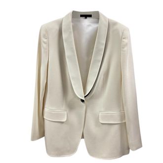 Escada Ivory Tailored Jacket with Contrast Collar Size L