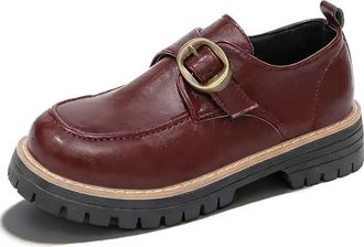 Generic Mocassins &agrave; plateforme &eacute;paisse pour femme - Bout rond - Semelle &agrave; crampons - Chaussures habill&eacute;es pour le travail et les loisirs, Cuir Rouge, 40.5 EU