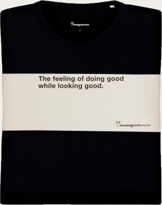 Knowledge Cotton Apparel Herren vegan T-Shirt Regular V-Ausschnitt 3er-Pack Black Jet