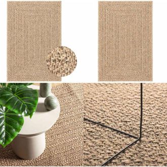 vidaXL Teppich ZIZUR Beige 100x200 cm Jute-Optik Indoor und Outdoor - Garten - Terrasse