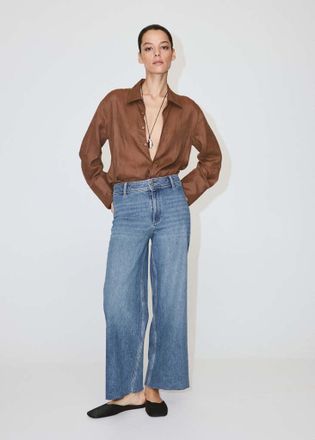 Mango Culotte-Jeans mit hohem Bund Catherin mittelblau - Damen - 36 - MANGO