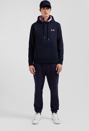 Eden Park Sweatshirt &Agrave; Capuche En Molleton Bleu Marine Broderie Eden Park Coupe Regular