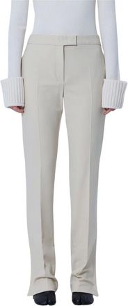 Sportmax Pantalon Tailleur en Laine Grain-de-Poudre - Femme - Pantalons - Beige - Taille: 36 FR