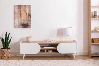 Hanah Home Stylish TV Stand, Sapphire & White, 160 x 40 x 45 cm | 100% Melamine Coated Particle Board, 18 mm Thick | Modern Design for Living Room & Entertainmen