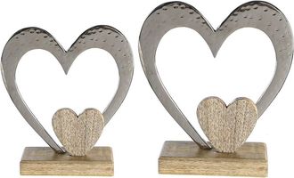 Casablanca Skulptur Herz Pristine Mangoholz Höhe 18 cm Silber, Tischdeko, Geschenk
