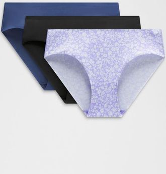 lululemon Culotte bikini InvisiWear taille mi-haute Trio pour Femmes - Noir/Blue/Violet - Taille XL