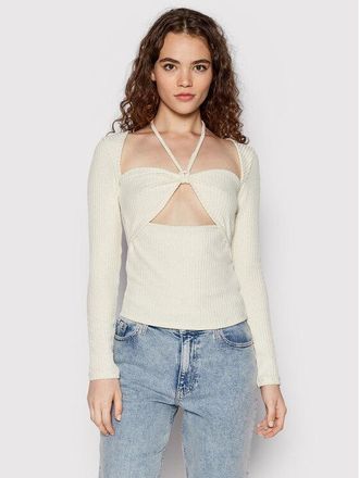NA-KD Bluse Trend 1018-009252-1934-003 Beige Slim Fit