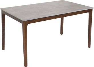 Hhg Neuwertig] Esszimmertisch HHG 933, Tisch Esstisch, Massiv-Holz hdf Laminat Melamin 135x80cm, Beton-Optik, braune Beine