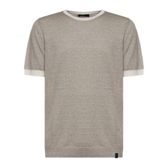 Fay Rippstrick-Crewneck-T-Shirt - - Tops - Herren - Beige - XL