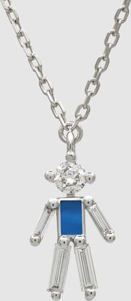 Little Ones Paris Collier Pendentif Gar&ccedil;on Argent Big Blue 45cm