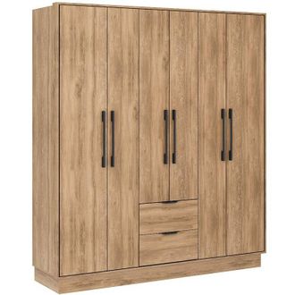 Vente-Unique Vente-unique - Armoire 6 portes et 2 tiroirs - L162 cm - Coloris : Naturel - feova