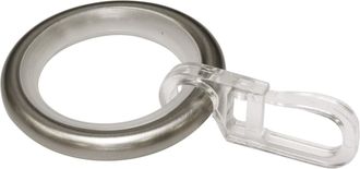 Gardinia Gardinenringe mit Gleiteinlage und Faltenlegehaken, Metall für Ø 16 mm Edelstahl-Optik, 10er Pack, 10, 30095