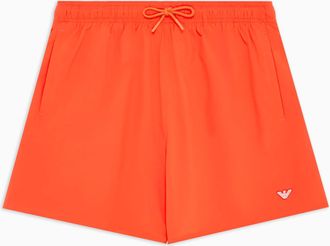 Emporio Armani Herren-Badehose, einfarbig, mit auff&auml;lligem Logo, 10,2 cm, Red.com, XL