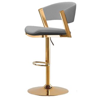 Generic H&ouml;henverstellbare Barhocker mit R&uuml;cken- und Fu&szlig;st&uuml;tze, Moderner Drehstuhl Aus Goldfarbenem Pu-Leder f&uuml;r K&uuml;cheninseln und Bars, 65-85 cm