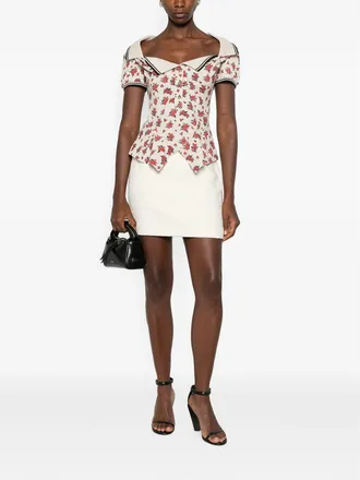 Alessandra Rich Ivory Boucl&eacute; Knit Skirt - Beige