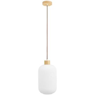 House Nordic Suspension en verre et bois 20x38cm - Blanc - Argalo