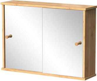 Vicco Badspiegelschrank Mireo, Bambus, 55 x 40 cm mit 2 Schiebet&uuml;ren, Vicco