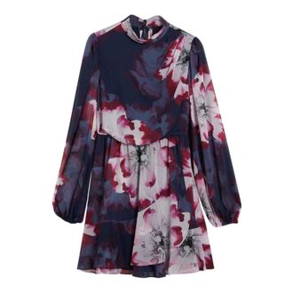 Ted Baker Aracely Minikleid f&uuml;r Damen, Chiffon, Weite &Auml;rmel (Marine/Bunt)