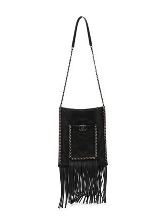 Chanel sac &agrave; main &agrave; franges - Noir