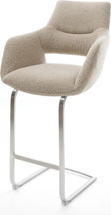 DELIFE Barstuhl Yago-Flex Boucl&eacute; Schlamm Freischwinger Flach Edelstahl Silberfarben Taschenfederkern, Barst&uuml;hle