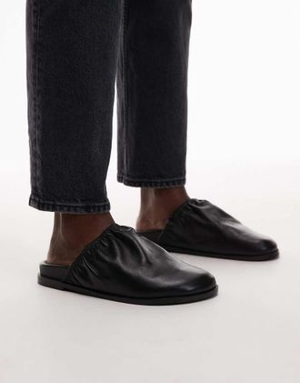 Bronx Yla-na - Mules plates en cuir - Noir