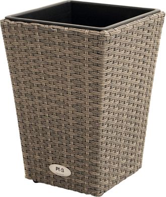 Plo&szlig; Nizza Pflanzgef&auml;&szlig;, Champagner-meliert, Geflecht, konisch, 28x28x40 cm, Kunststoffeinsatz