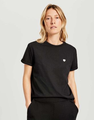 OPUS Damen Kurzarmshirt | T-Shirt SERZ Regular aus Organic Cotton Black, 38