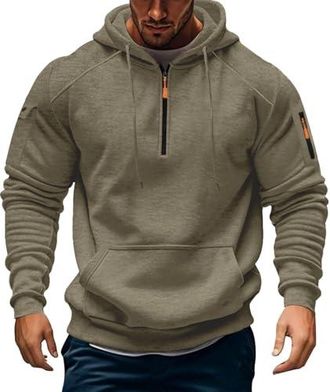 Generic Sweat &agrave; capuche uni l&eacute;ger pour homme - Manteau dhiver pour loisirs - Fitness - Jogging - Couleur assortie - Fermeture &eacute;clair - Manteau dhiver chaud - 
