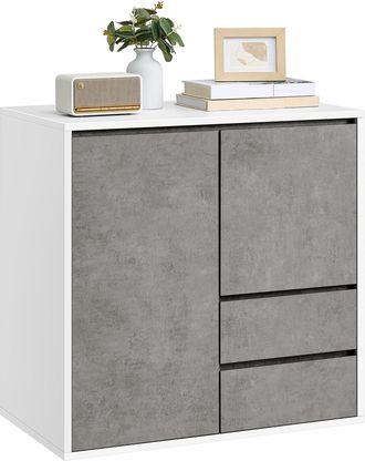 Vasagle Aufbewahrungsschrank, Sideboard, Küchenschrank mit Türen, höhenverstellbare Ablagen, 2 Schubladen, modern, 40 x 70 x 85 cm, für Wohnzimmer Küche Arbei