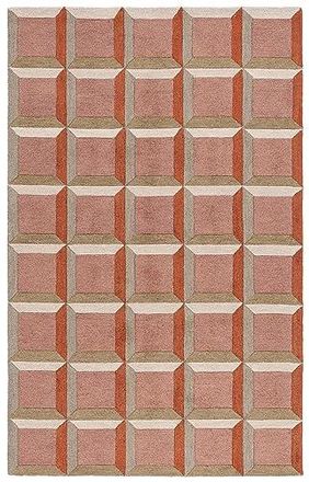 Safavieh Modern Teppich für Wohnzimmer, Esszimmer, Schlafzimmer - Genre Collection, Kurzer Flor, Rot und Beige, 65 x 300 cm