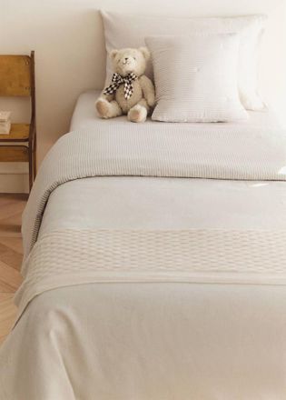 Mango Housse de couette enfant coton lin &agrave; rayures Lit 90 cm sable - Home - Lit 90 cm - MANGO HOME