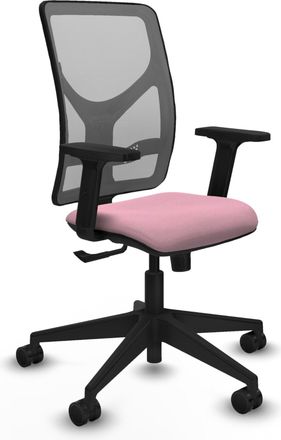 Piqueras y Crespo Schreibtischstuhl, Rosa, mit 2D-Armlehnen, h&ouml;henverstellbare Lendenwirbelst&uuml;tze, mit 3 Positionen und Schneideschaum, mit 65 mm Nylon-Rollen, Grau/Ros