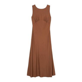 Oltre Flie&szlig;endes langes Kleid mit Drapierung - - Dresses - Damen - Braun - XL
