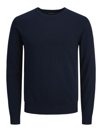 Jack & Jones Herren Jack & Jones Dünner Langarm Strickpullover | Rundhals Basic Sweater | Shirt Jumper JJEEMIL, Farben:Navy, Größe Pullover:XL