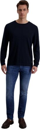 Pierre Cardin Strickpullover blau,Casual,Baumwolle,Unifarben,Rundhals,Lang,Regular Fit