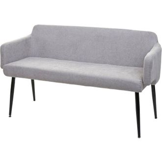 Hhg Sitzbank 084, Esszimmerbank Bank Polsterbank Garderobenbank R&uuml;ckenlehne Armlehne Stoff/Textil 133cm grau