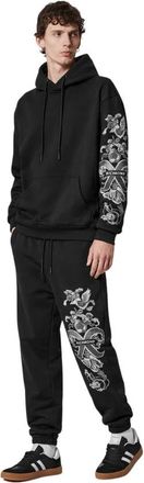 John Richmond Homme, Sweatshirts et sweats &agrave; capuche, Noir, Taille: S Floral-Sleeve Sweat &agrave; capuche