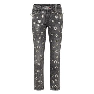 Philipp Plein Boyfriend Metal Rings - - Jeans - Damen - Grau - W25