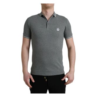 Dolce & Gabbana Homme, Tops, Gris, Taille: XS Polo Chemises