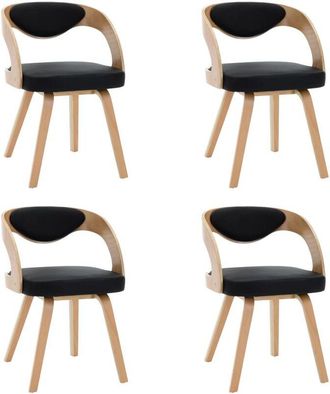 vidaXL Vidaxl - Chaises à manger lot de 4 noir bois courbé et similicuir