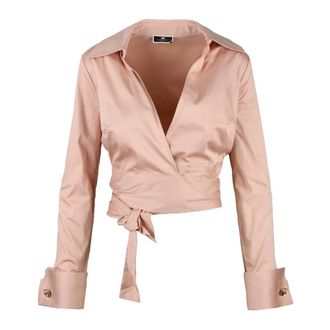 Elisabetta Franchi Femme, Blouses et Chemises, Rose, Taille: 38 FR Camicia Corta Incrociata