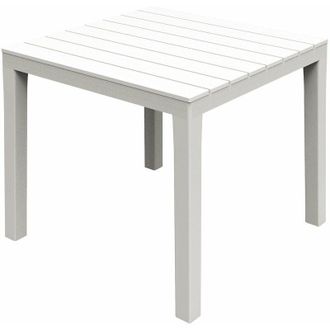 Progarden Quadratischer wei&szlig;er Tisch 80x80 cm in Harzeffekt von Bali -Holzlatten