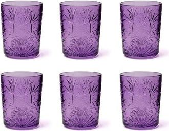 Excelsa Color Tumbler Lot de 6 verres en verre d&eacute;cor&eacute;s, multicolore, d&eacute;coration en relief, 350 ml, 8 x 10 cm (violet)