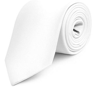 Ladeheid Cravate Large Diversité de Couleurs Accessoire Vêtement Homme KP-8 (150cm x 8cm, Blanc)