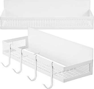 Supvox 2 St&uuml;ck Magnetisches Regal aus Metall mit Haken Multifunktionales Aufbewahrungssystem f&uuml;r Bad und K&uuml;che Stabiler K&uuml;hlschrank und Wandorganizer