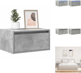 vidaXL Tables de chevet murales avec lumières led 2 pcs gris béton - Table De Chevet Murale - Tables De Chevet Murales - Armoire - Armoire De Chevet