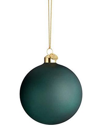 Holmegaard Designer Weihnachtskugel aus mundgeblasenem Borosilikatglas in Dunkelgr&uuml;n, &Oslash;8 cm